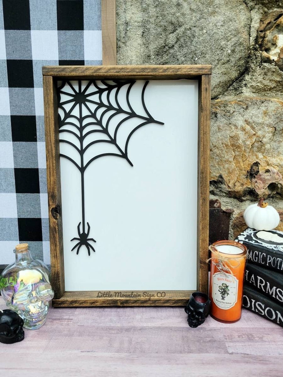 Spider Web Spider Sign Farmhouse Halloween Sign Wood Sign - Etsy