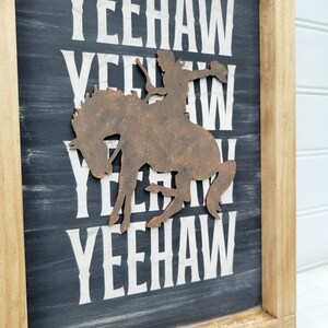 Yeehaw Bronc Riding Sign, Bucking Horse, Distressed, Wood Sign, Rodeo ...