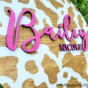 3D Cow Print Name Sign, Personalized Nursery Round Sign, Boy/girl Sign ...
