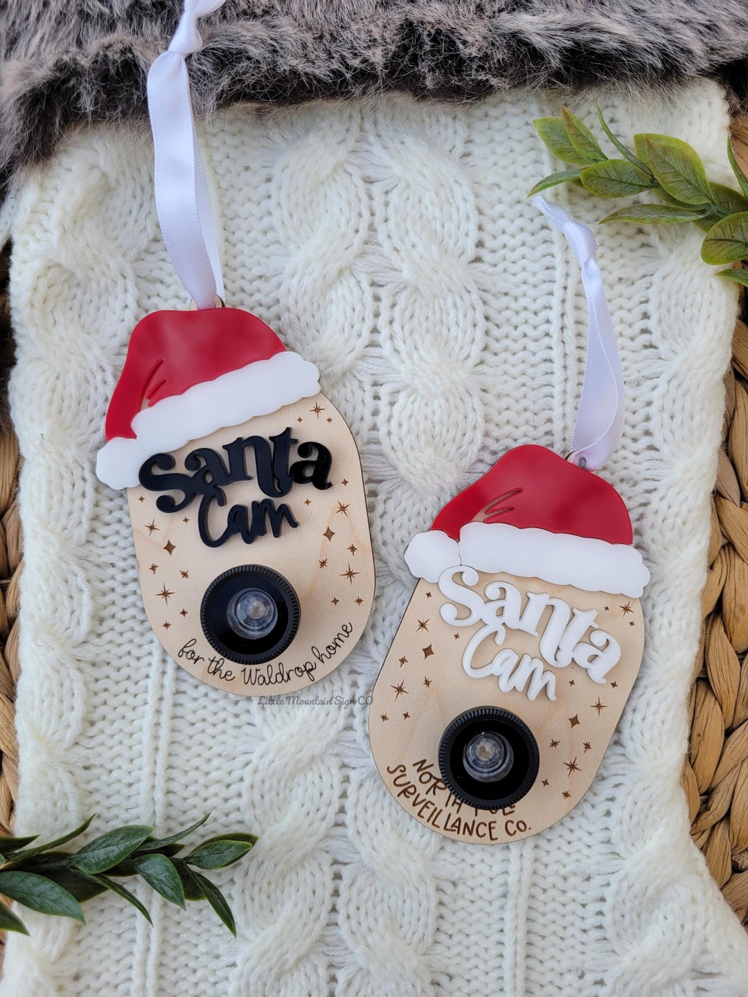 Personalized Santa Cam Ornament, Family Name Christmas Ornament, Santa ...