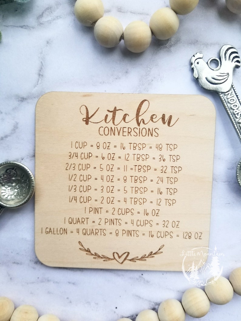 Kitchen Conversion Chart Wooden Fridge Magnetwood Engraved | Etsy