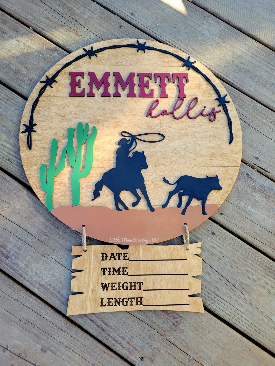 Western Cowboy Roping Calf Name Sign Personalized Nursery - Etsy