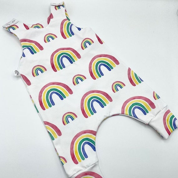 Rainbows Romper Rainbows Dungarees Summer Romper Rainbow - Etsy