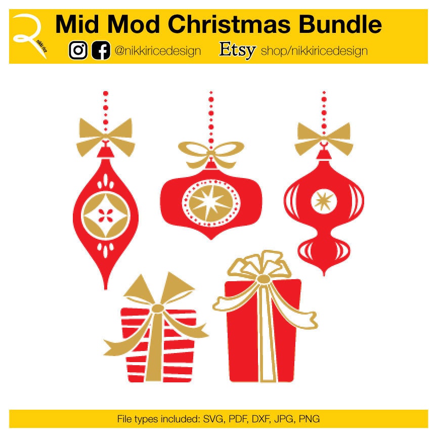 Mid Mod Christmas SVG Bundle, Instant Download, Cut File, Cricut ...