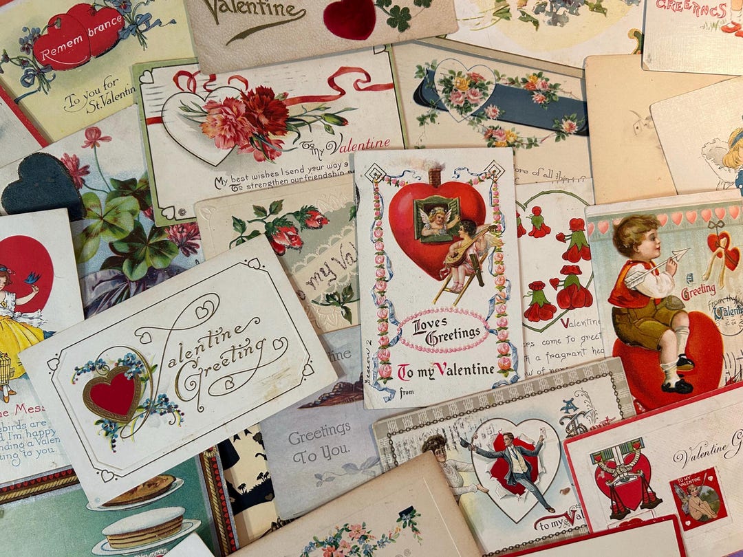 10 Vintage VALENTINE Postcards / Random Selection / Most Contain ...