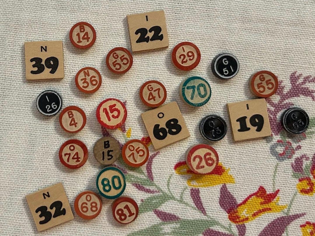 25 Vintage Bingo Numbers / Random Selection / Perfect for Art Projects ...