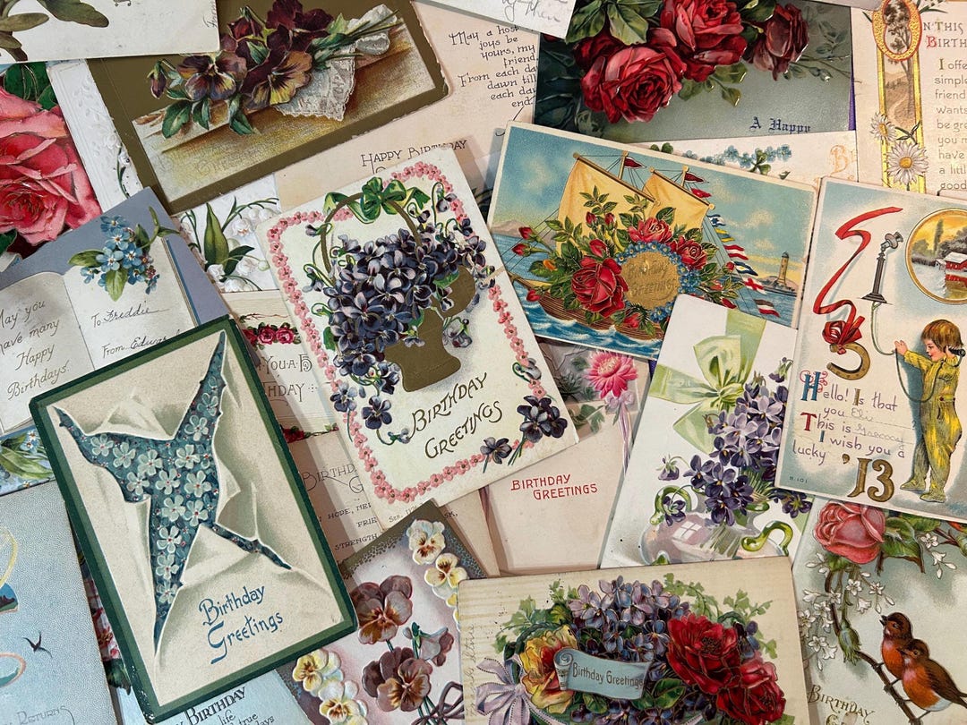 10 Vintage BIRTHDAY Postcards / Random Selection / Most Used With ...