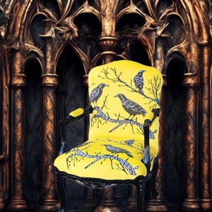 Gothic Raven Crow Yellow Velvet and Embroidery Armchair - Etsy