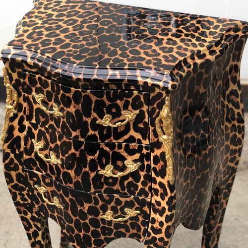 Leopard Chest of Drawers Side Table Nightstand Animal Print - Etsy