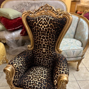 Children Chair Painted in Gold Paint and Leopard Print Upholstery - Etsy