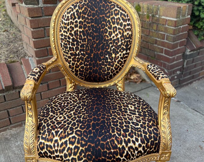 Leopard French Armchair Gold Leaf Chair Furniture Baroque Rococo ...