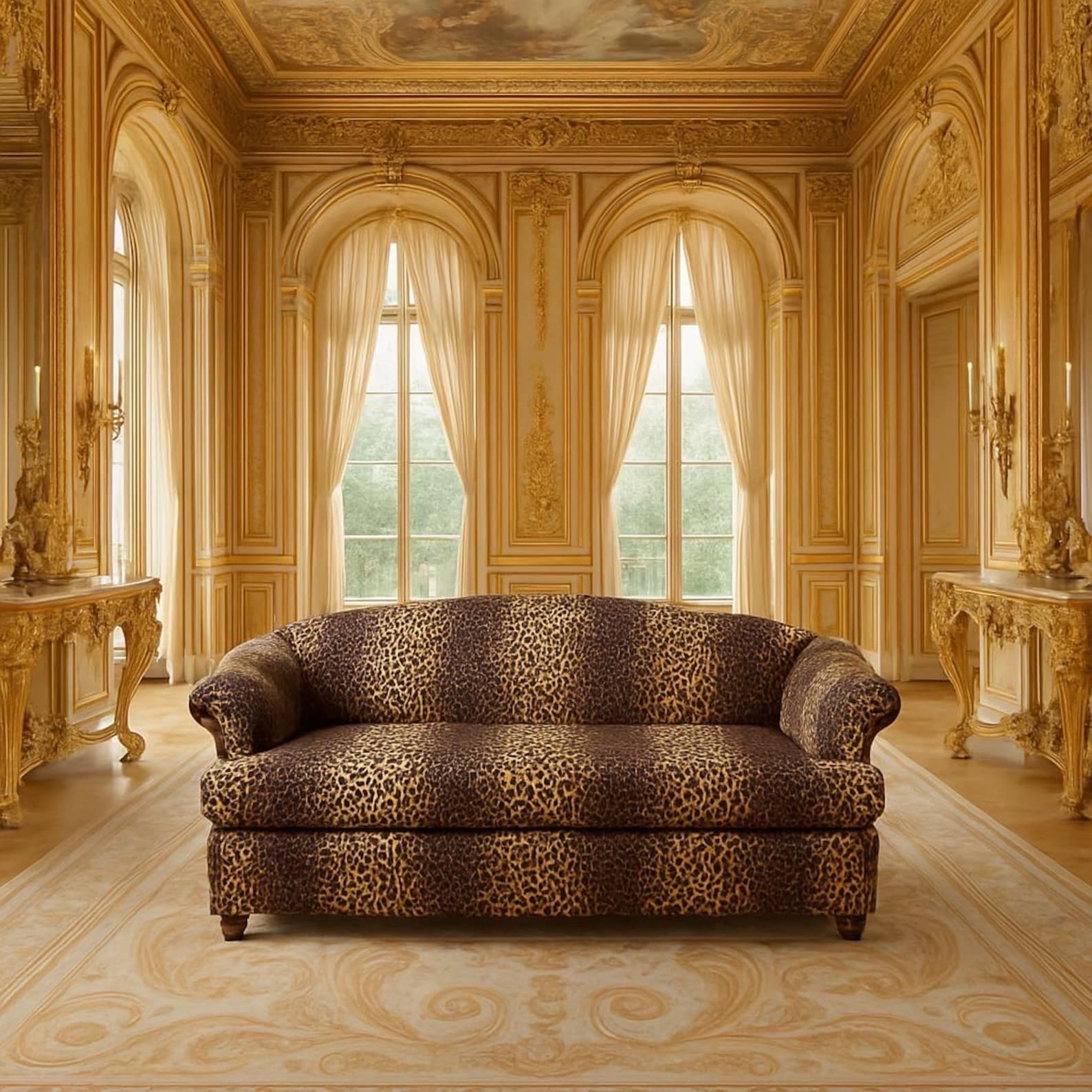 Leopard Animal Print French Style Settee Vintage Loveseat Big Sofa - Etsy