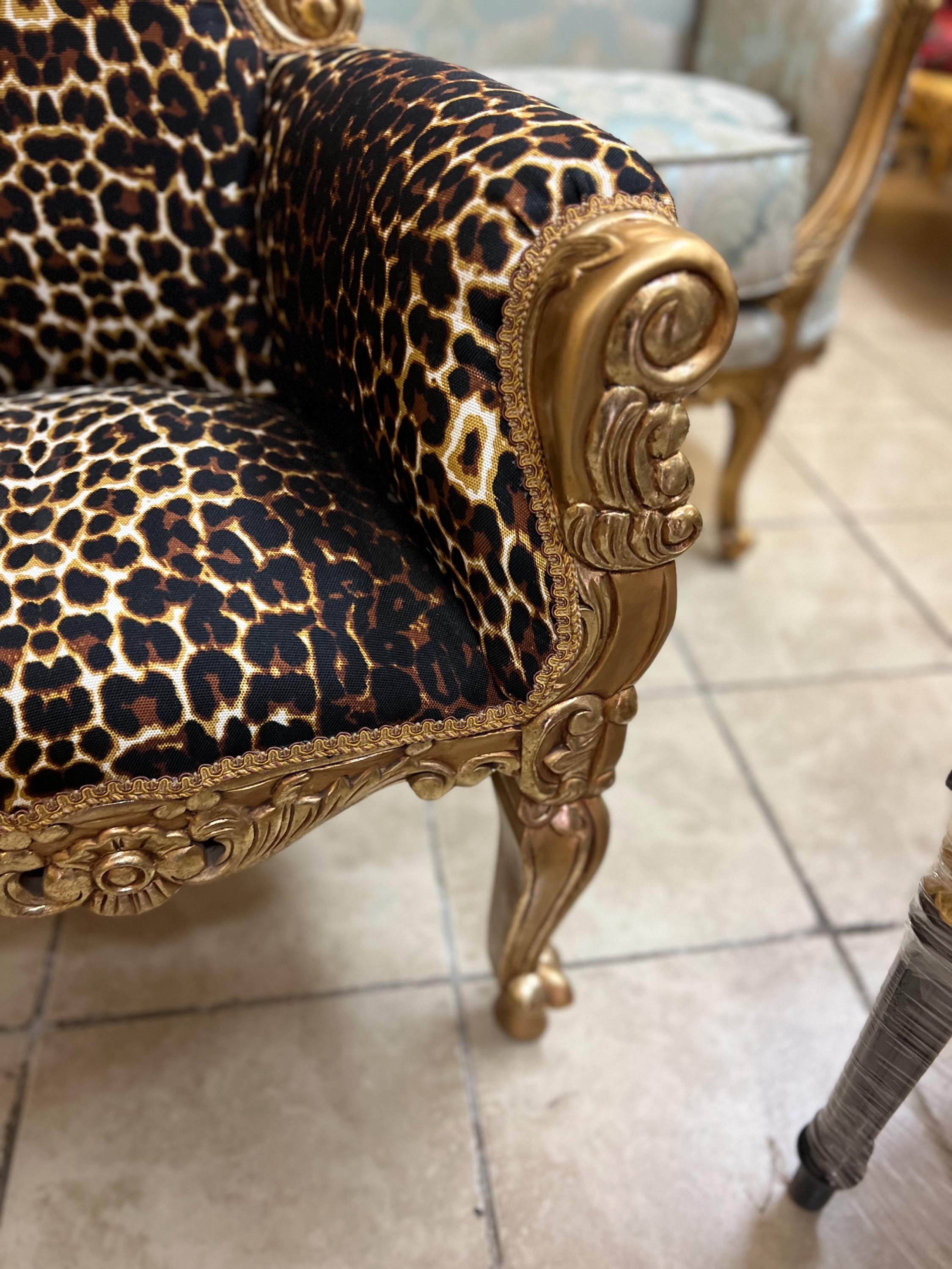 Children Chair Painted in Gold Paint and Leopard Print Upholstery - Etsy