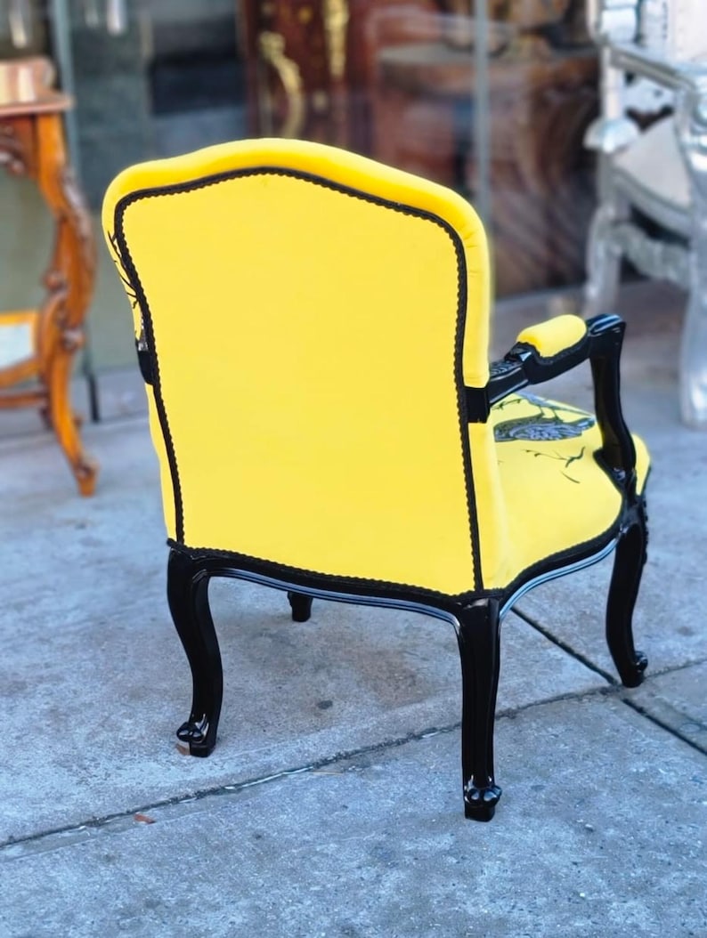Gothic Raven Crow Yellow Velvet and Embroidery Armchair - Etsy