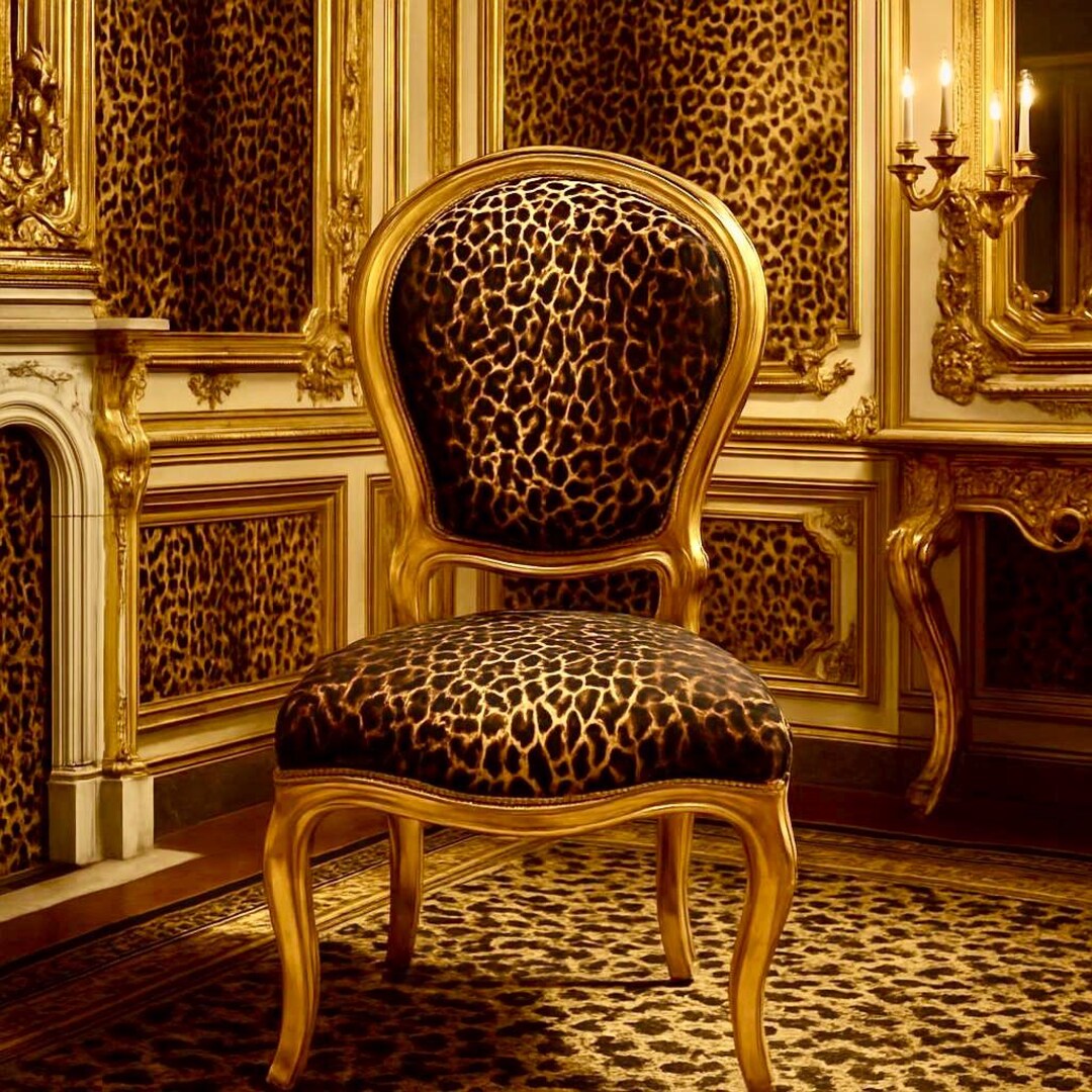 Animal Print Gilded Gold Leaf Chair - Etsy