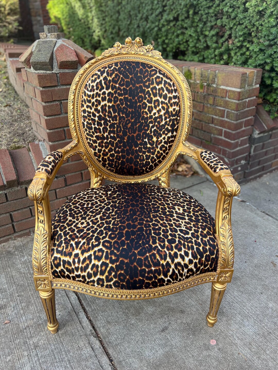 Leopard French Armchair Gold Leaf Chair Furniture Baroque Rococo ...