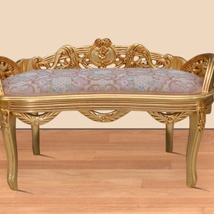 French Style Settee Gold Leaf Loveseat Sofa Small Petite - Etsy