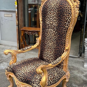 Vintage Leopard Print Throne Chair: Carved Gold Gilded Wood - Etsy