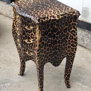 Leopard Chest of Drawers Side Table Nightstand Animal Print Accent ...