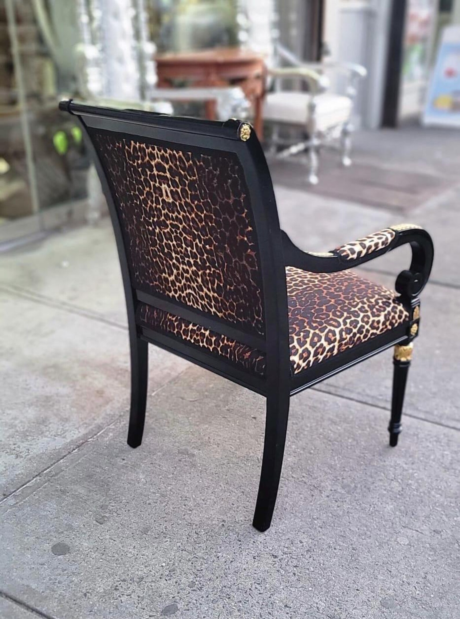 Leopard French Armchair Gold Leaf Chair Furniture Baroque Rococo ...