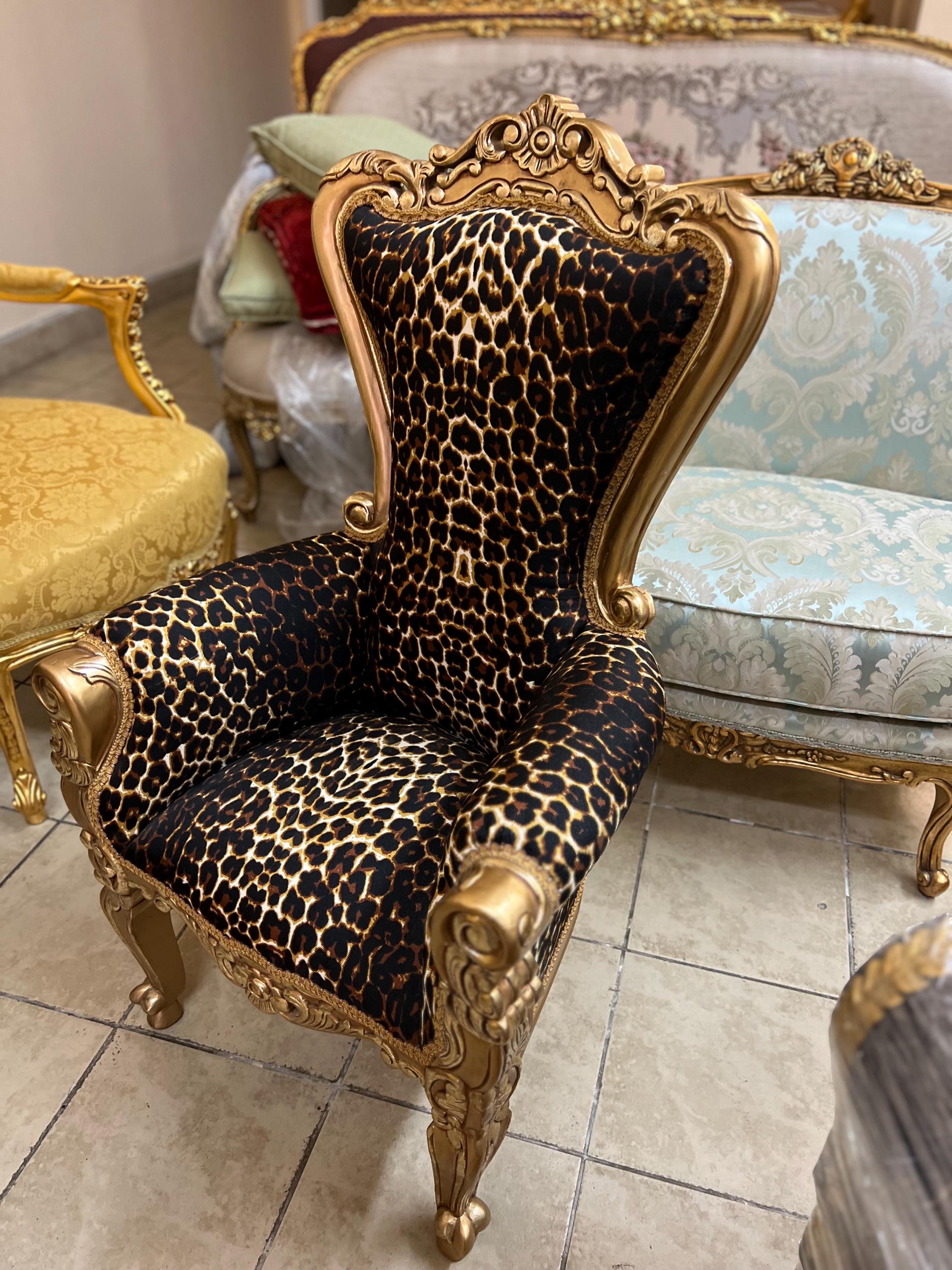 Children Chair Painted in Gold Paint and Leopard Print Upholstery - Etsy