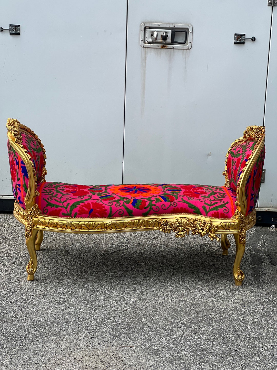 Bohemian French Style Bench Gold Leaf Whimsical Settee - Etsy