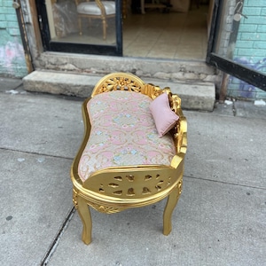 French Style Settee Gold Leaf Loveseat Sofa Small Petite - Etsy