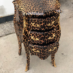 Leopard Chest of Drawers Side Table Nightstand Animal Print Accent ...