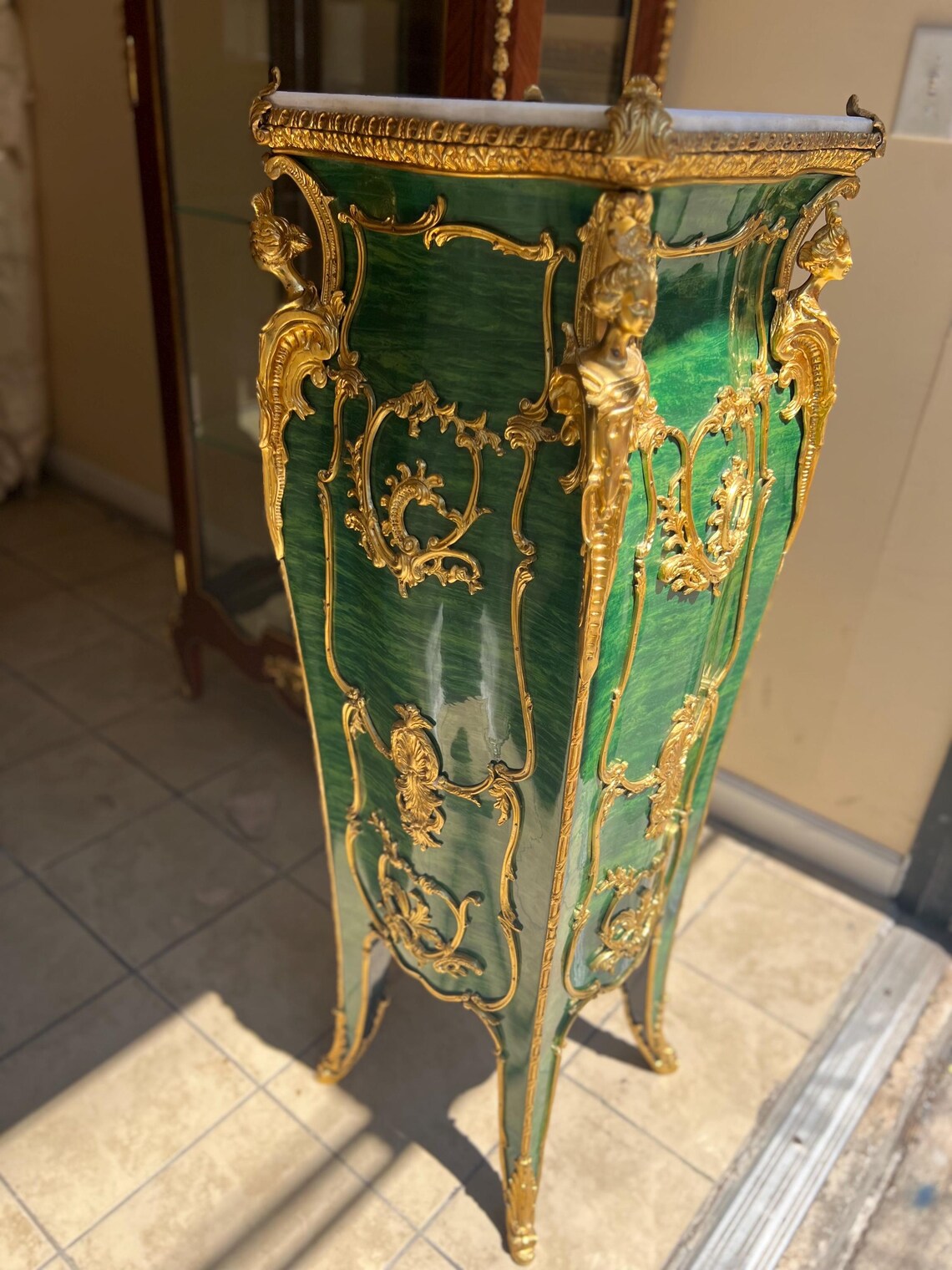 Pair of Louis XV Faux Malachite Pedestal Table Stands French Style - Etsy
