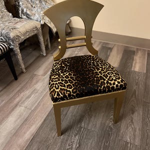 Gold Leaf Leopard Print Accent Chair: Vintage Vanity Chair - Etsy