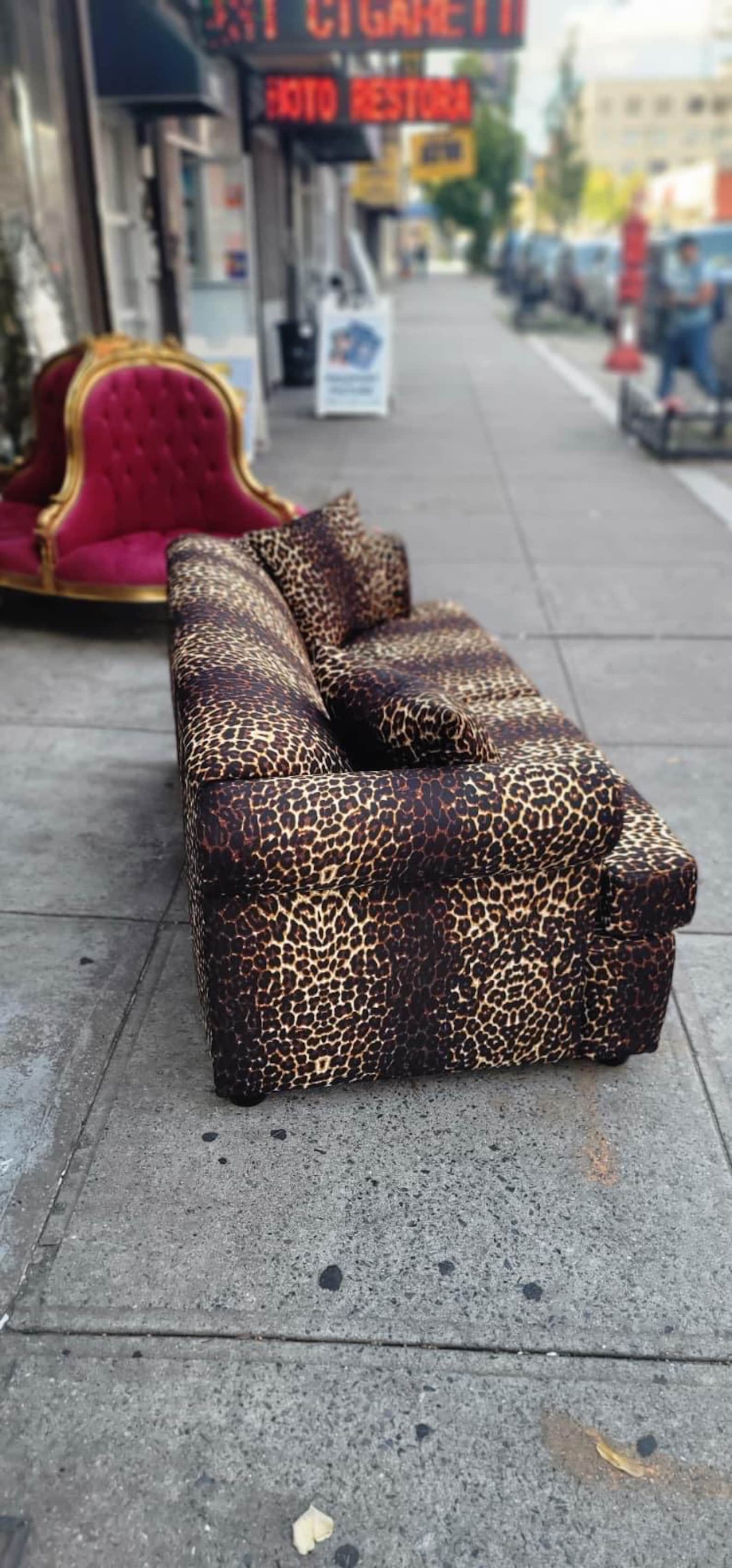 Leopard Animal Print French Style Settee Vintage Loveseat Big Sofa - Etsy