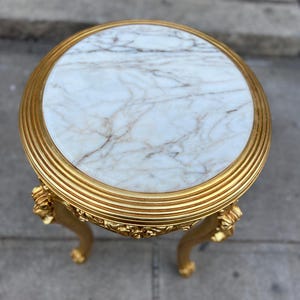 Marble Top Gold Leaf Accent Table - Etsy
