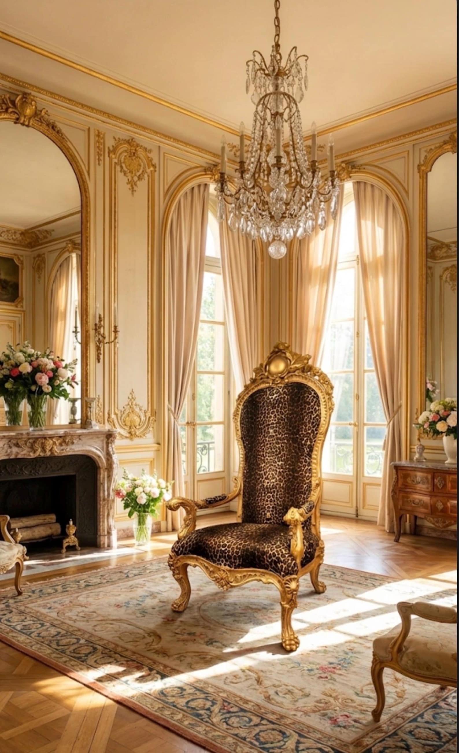 Vintage Leopard Print Throne Chair: Carved Gold Gilded Wood - Etsy
