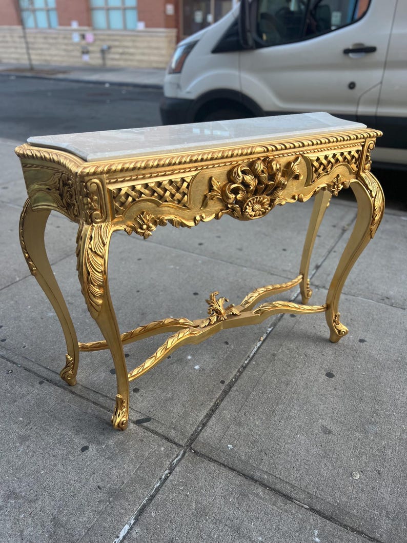 Gilded Console Table, Gold Console Table,louis XVI Gilded Side Table - Etsy