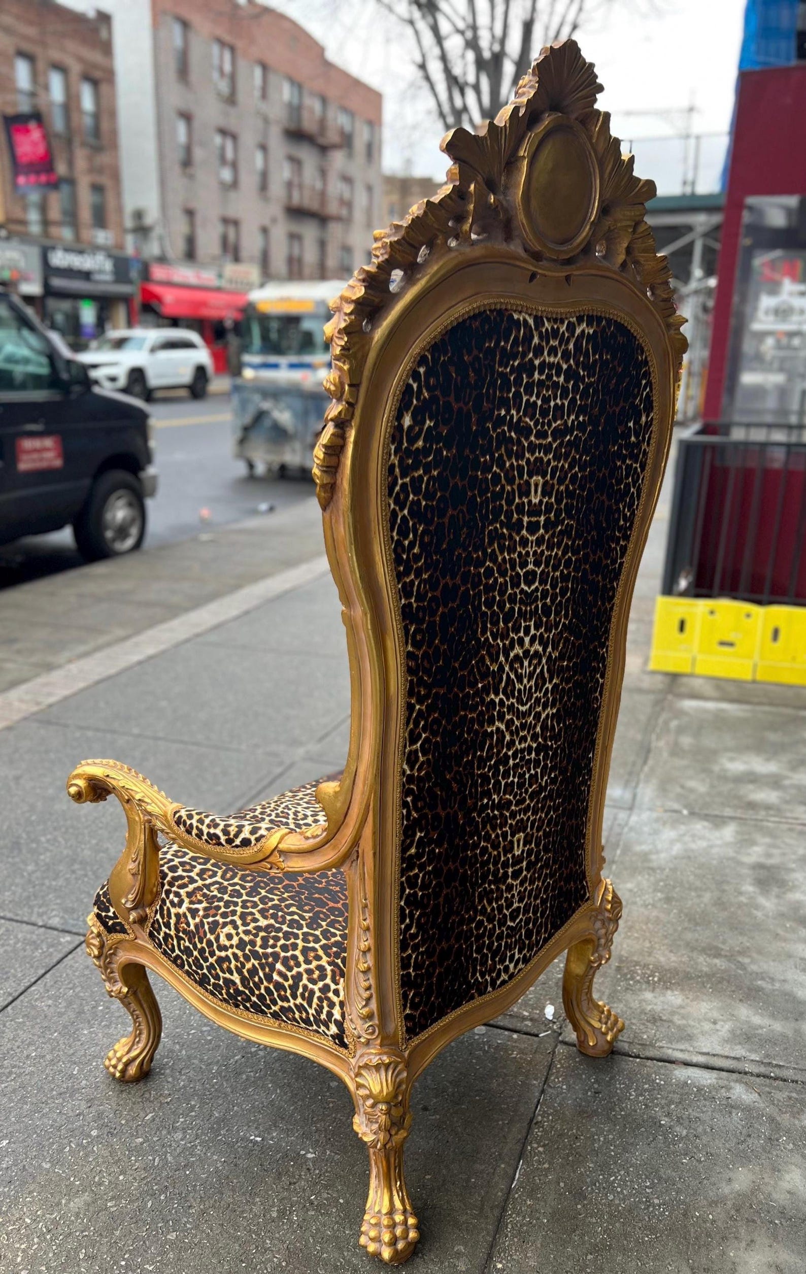 Vintage Leopard Print Throne Chair: Carved Gold Gilded Wood - Etsy