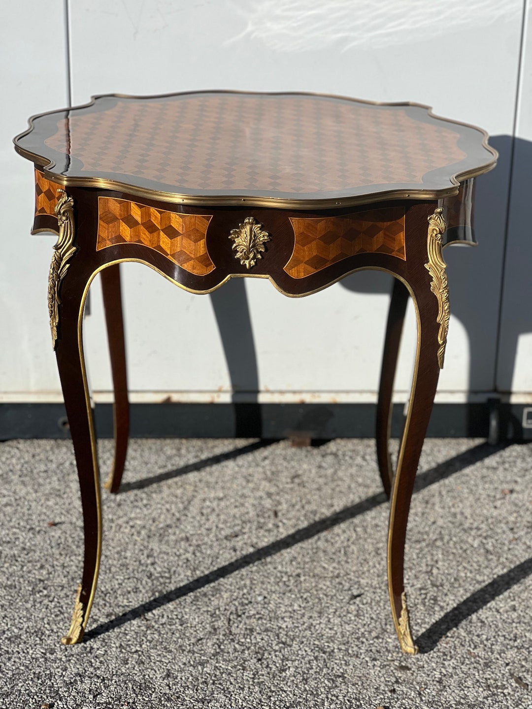 Louis XV Elegant Parquetry Inlay Table - Etsy