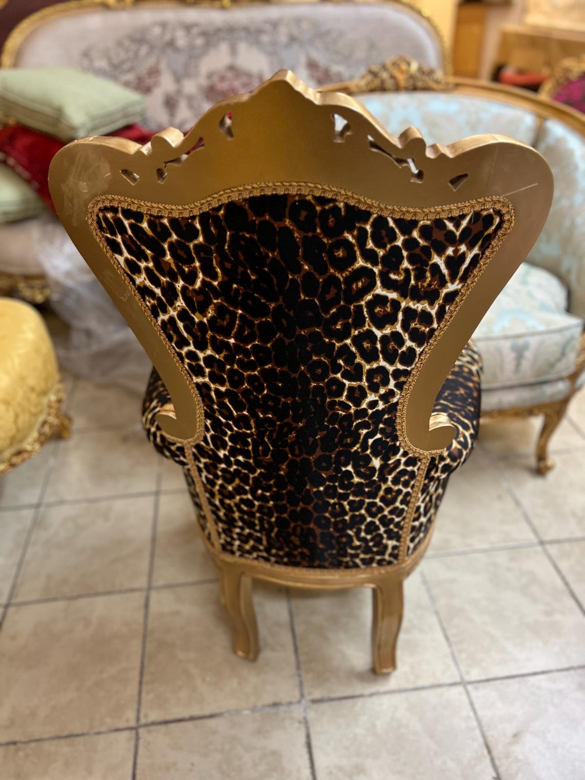 Children Chair Painted in Gold Paint and Leopard Print Upholstery - Etsy