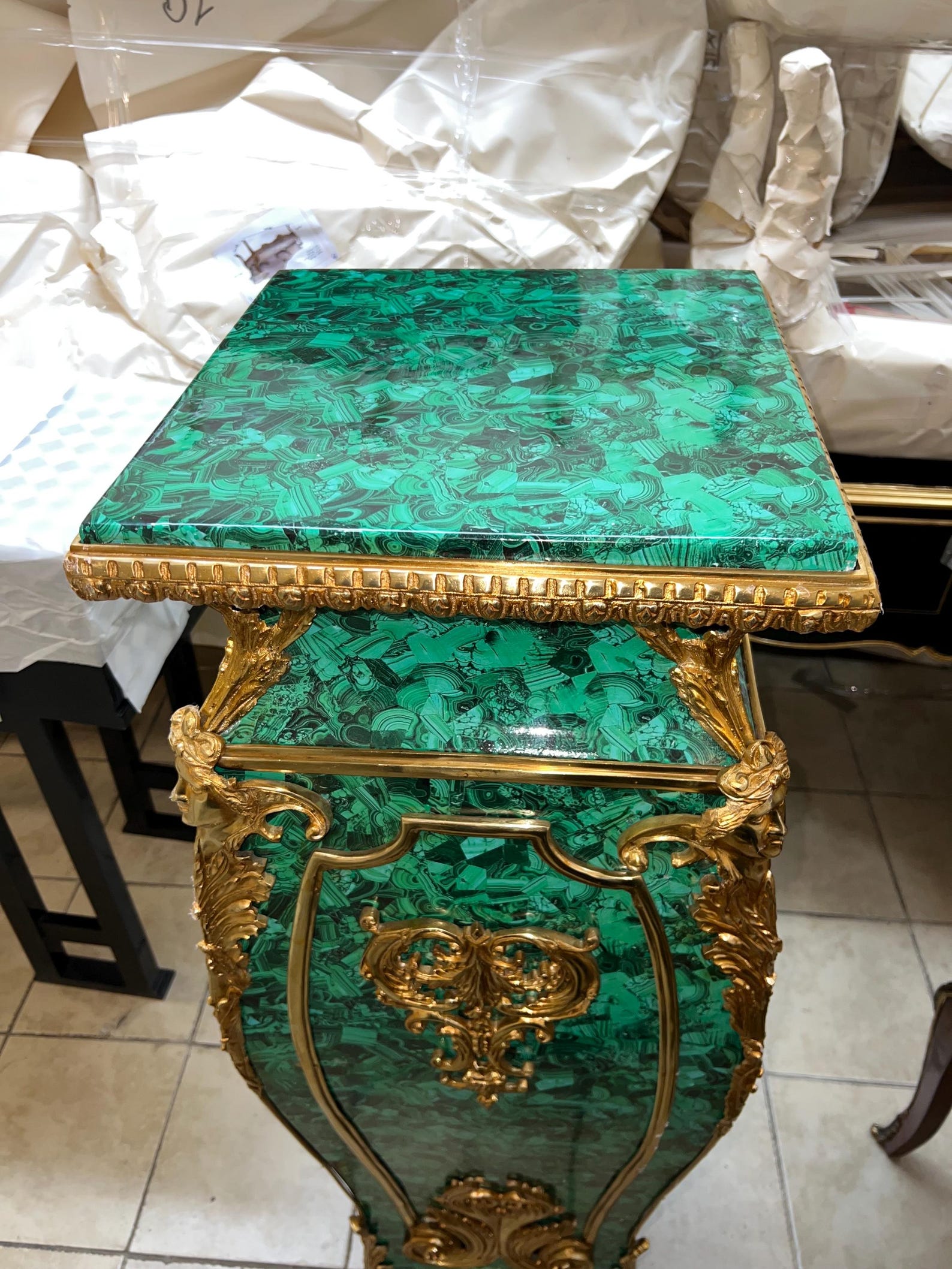 Pair of Louis XV Faux Malachite Pedestal Table Stands French Style - Etsy