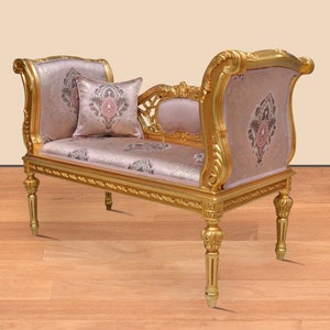 French Style Settee Gold Leaf Loveseat Sofa - Etsy