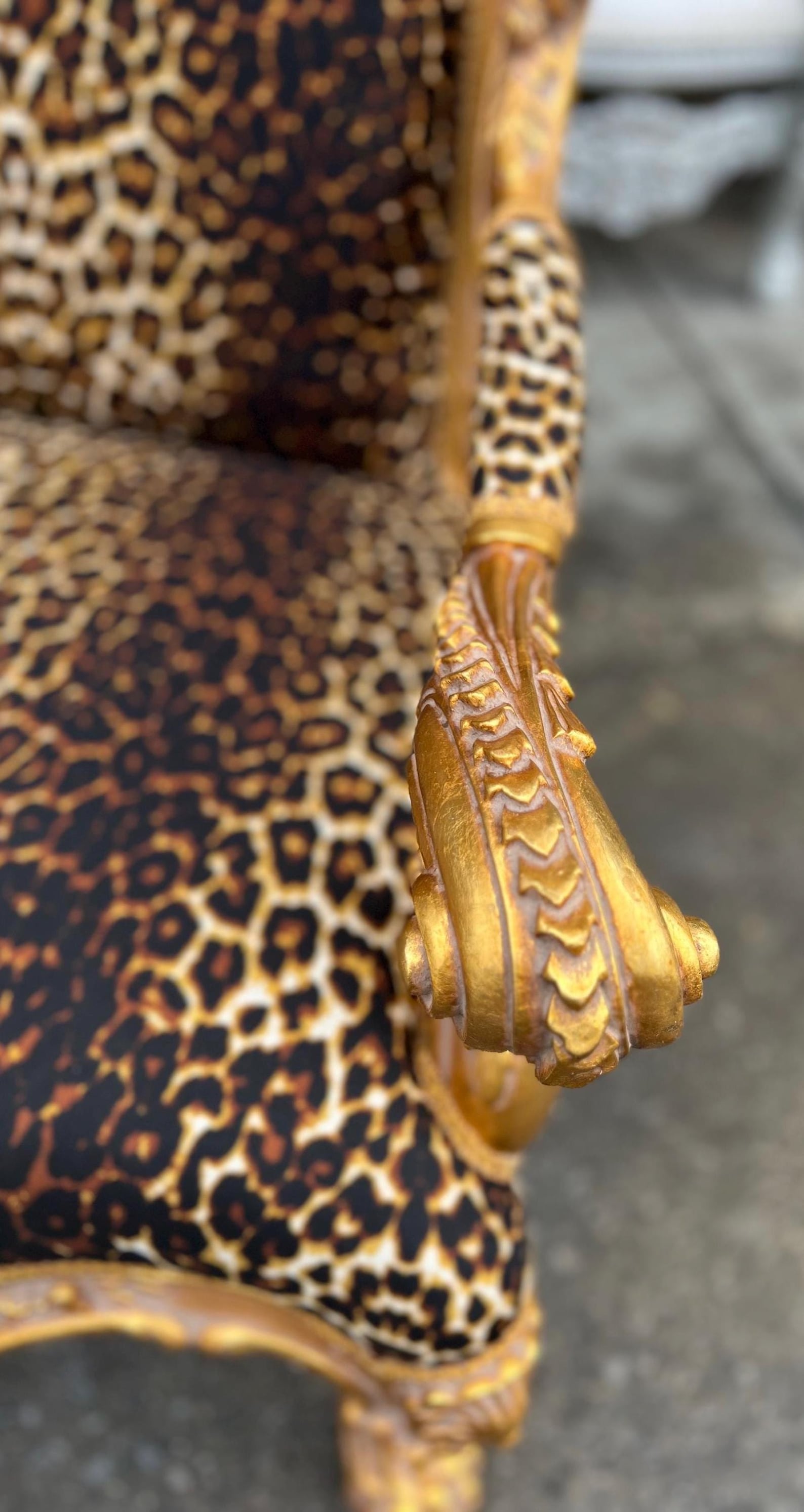 Vintage Leopard Print Throne Chair: Carved Gold Gilded Wood - Etsy