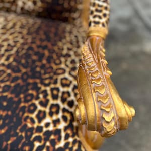 Vintage Leopard Print Throne Chair: Carved Gold Gilded Wood - Etsy
