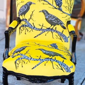 Gothic Raven Crow Yellow Velvet and Embroidery Armchair - Etsy