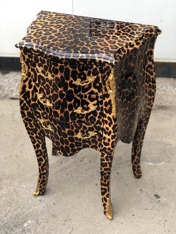 Leopard Chest of Drawers Side Table Nightstand Animal Print - Etsy