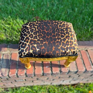 Leopard Print Upholstered Footstool in Gold Leaf Small Chair - Etsy