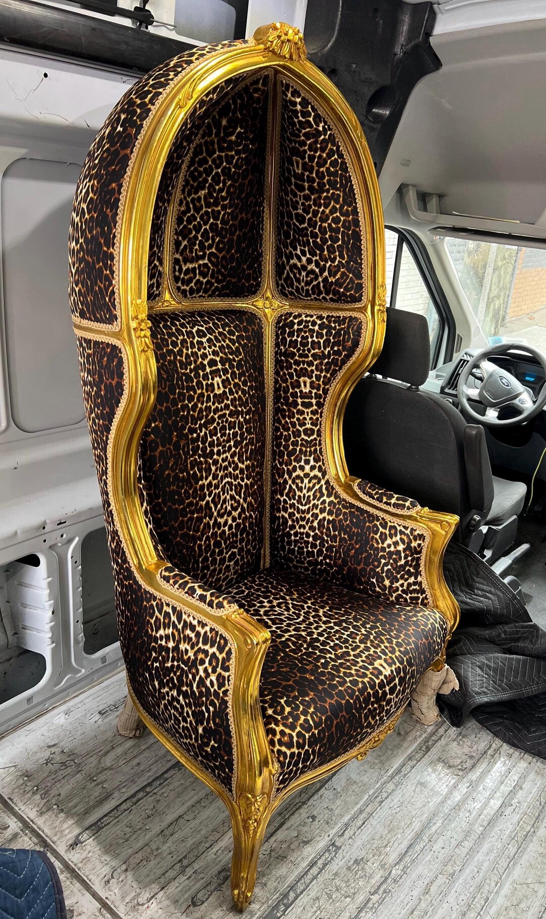 French Style Balloon Throne Chair Leopard Print Canopy Versailles Domed ...