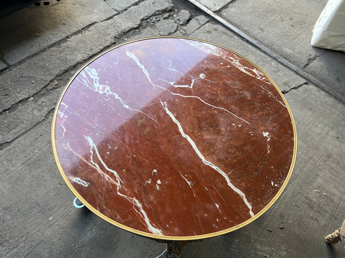 Louis XV Style French Salon Center Table With Rojo Alicante - Etsy