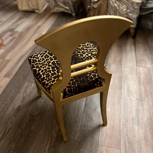 Gold Leaf Leopard Print Accent Chair: Vintage Vanity Chair - Etsy