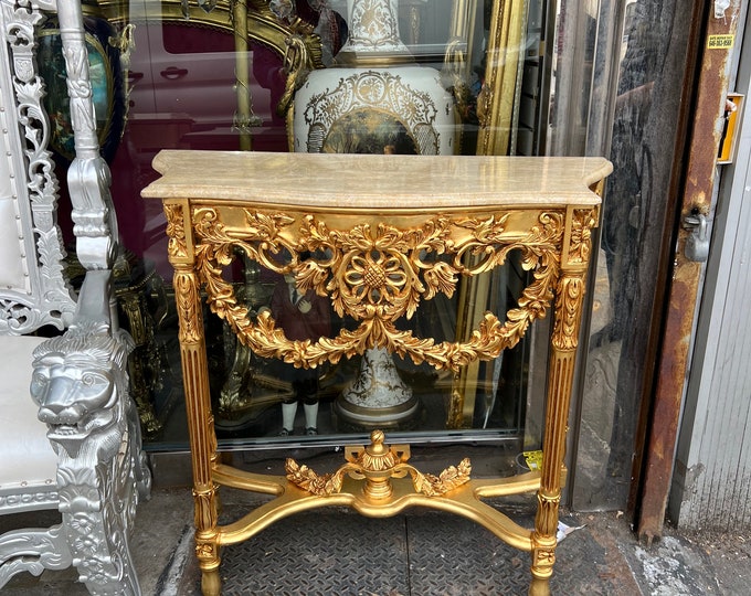 Gilded Console Table, Gold Console Table,louis XVI Gilded Side Table - Etsy