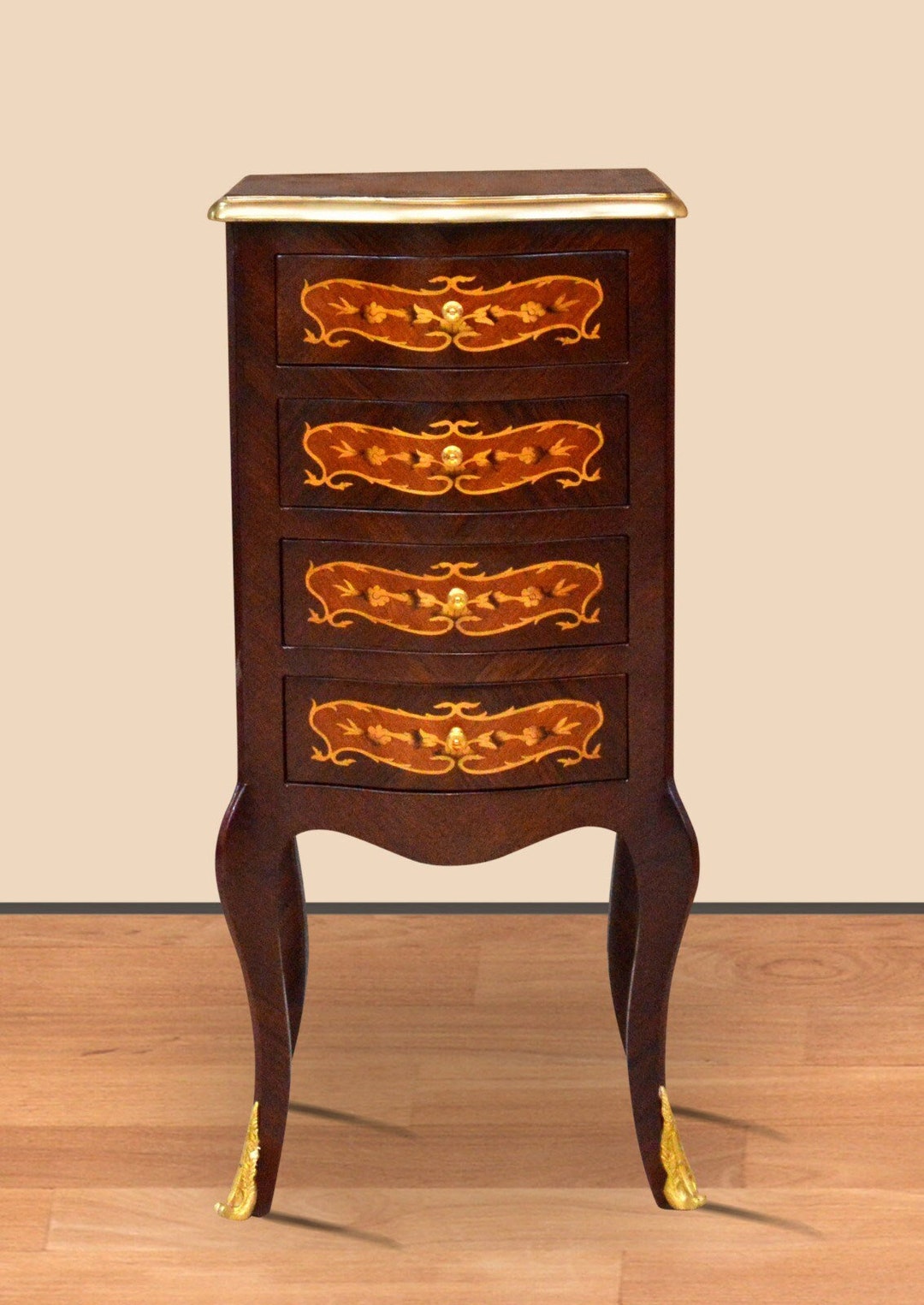 Marquetry Side Table Chest of Drawers - Etsy