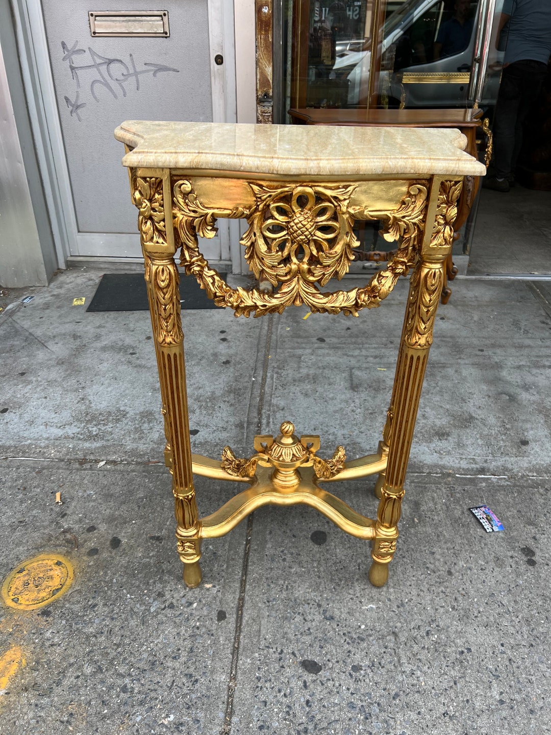 Petite Gilded Console Table, Gold Console Table,louis XVI Gilded Side ...